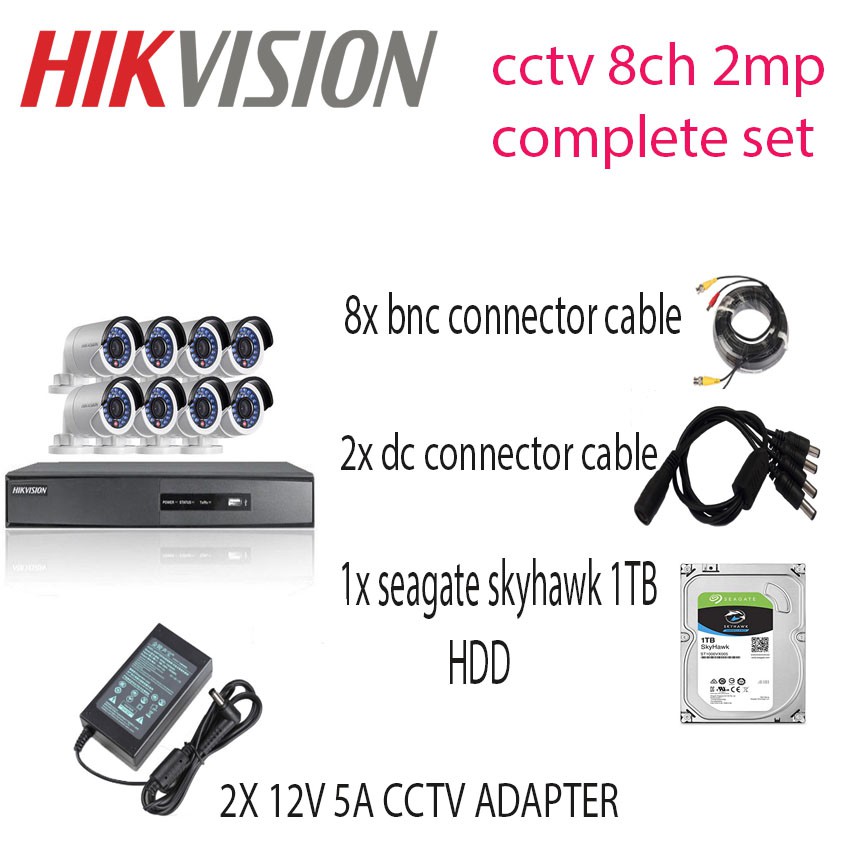 Hikvision 8ch FULL HD 1080 TVI DVR+8 unit 1080 IR 2.0 MP FULL SET ...