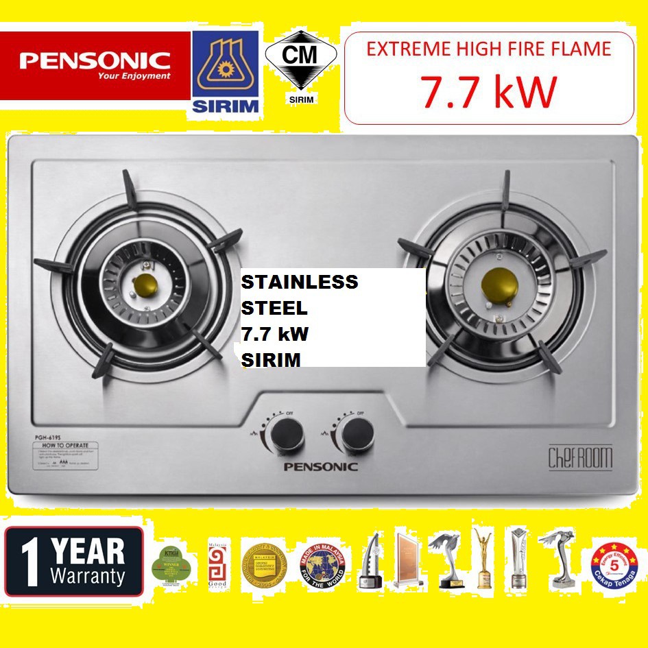 Pensonic 7.7kW High Fire Flame PGH-619S Stainless Steel Body Safety ...