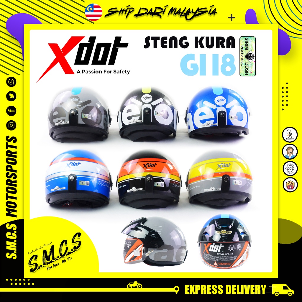 XDOT HELMET G118 (Wonderer/AEIOU/YOLO) 2/3 HELMET TOPI KELEDAR 头盔 (100 ...