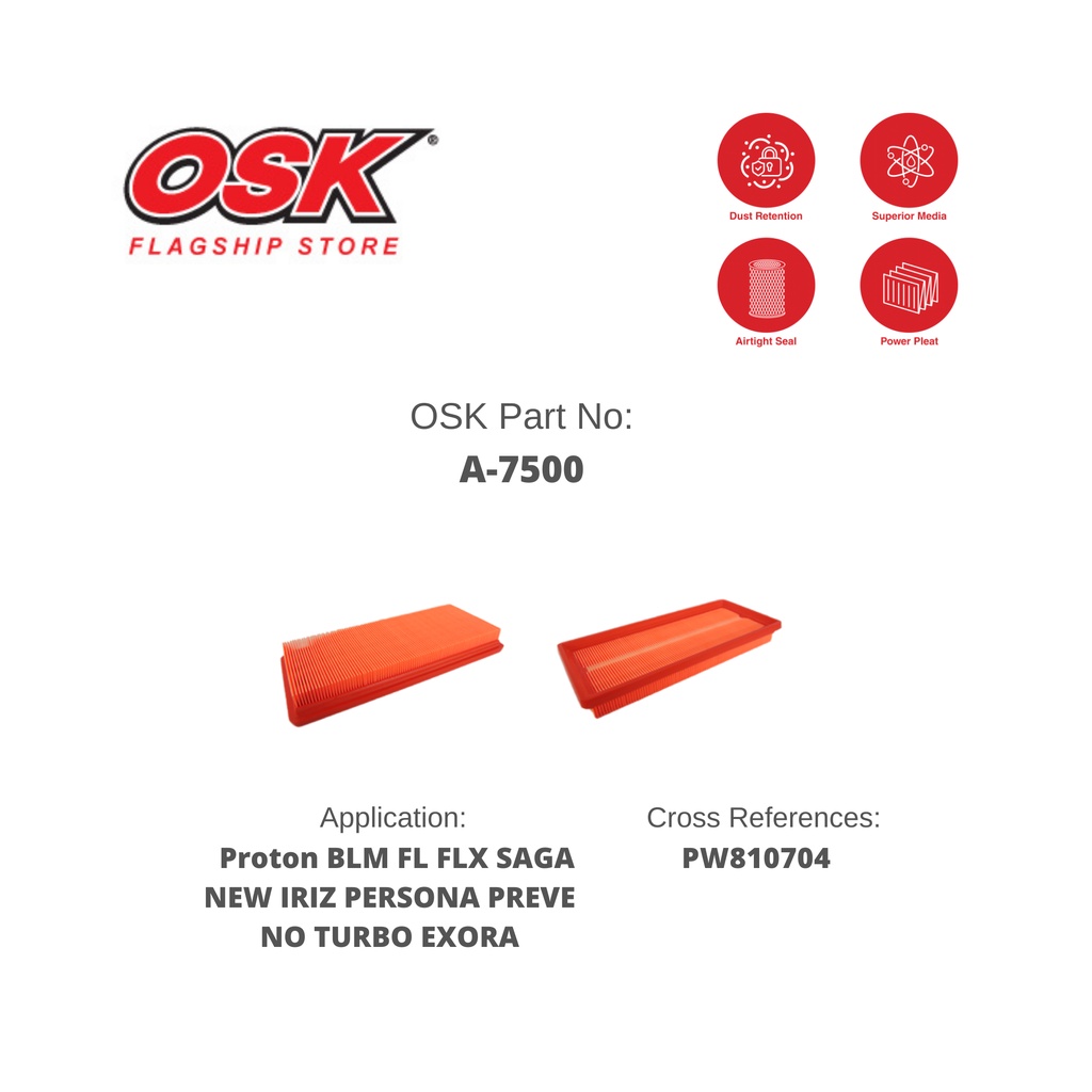 OSK AIR FILTER for Proton BLM FL FLX SAGA NEW IRIZ PERSONA PREVE NO ...