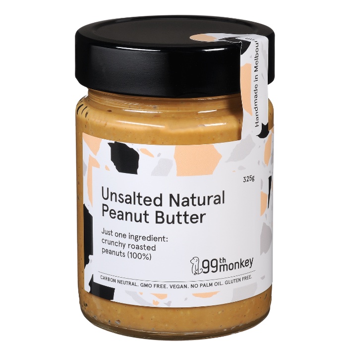 99th Monkey Unsalted Natural Peanut Butter 325g, Just one ingredient ...