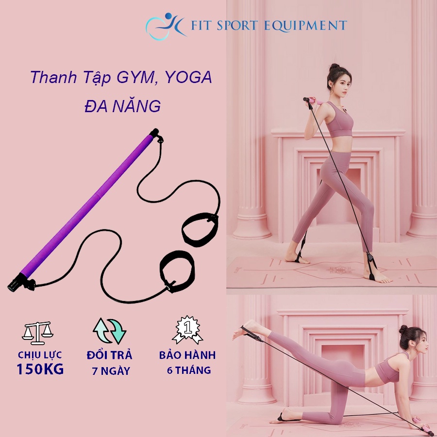 Home Gym Equipment, Pilates Bar with Resistance Bands for Arm Exercise ...