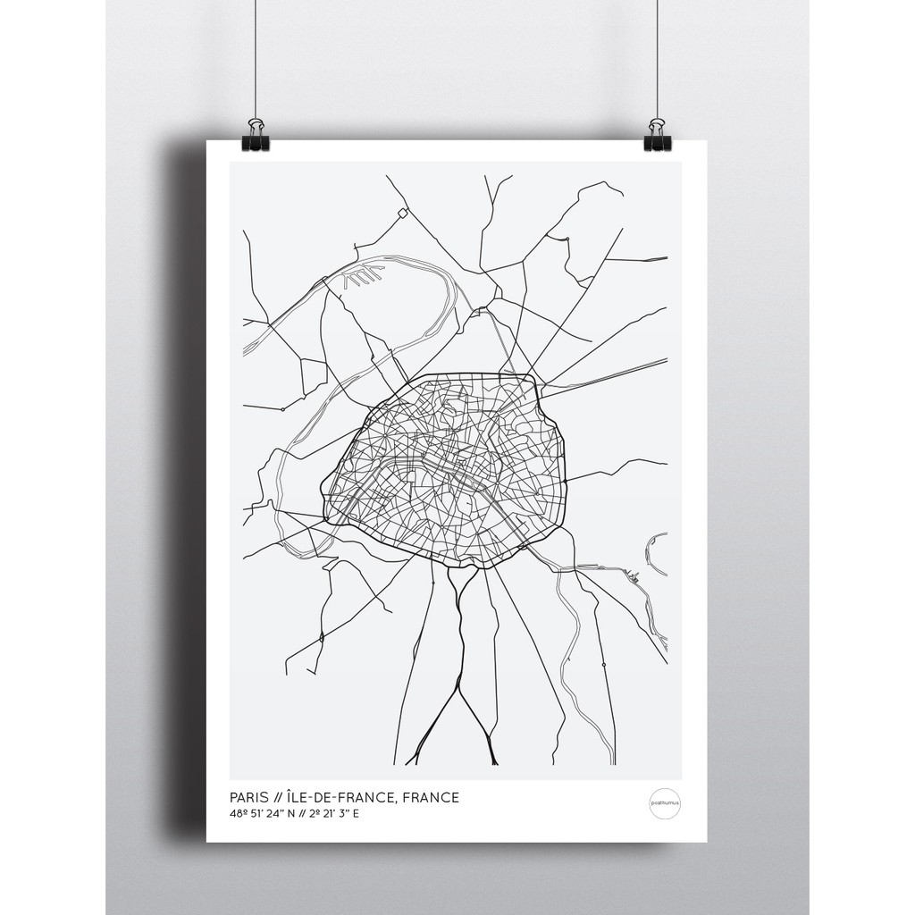Minimalist Poster: Paris Map / Peta Paris | Shopee Malaysia