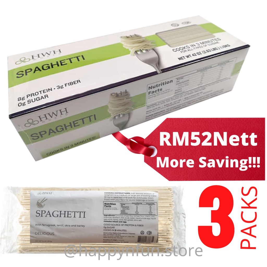 HWH Low GI Spaghetti Sugar free Cholesterol Free Healthy Noodle (397g ...
