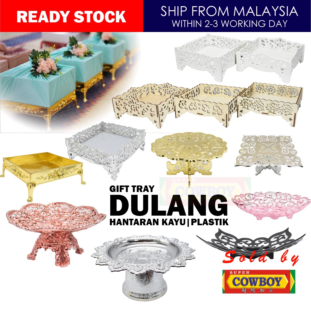 Dulang Hantaran Berkaki Silver Gold White Plastik Bekas Hantaran ...