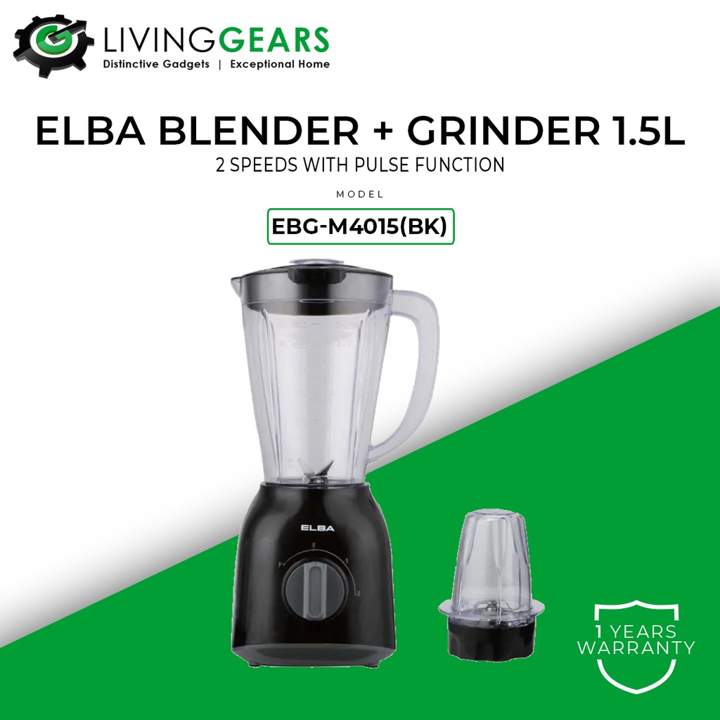 Elba 1Jar + 1 Mill Blender EBG-M4015BK/155WH 400W (1.5L) | Shopee Malaysia