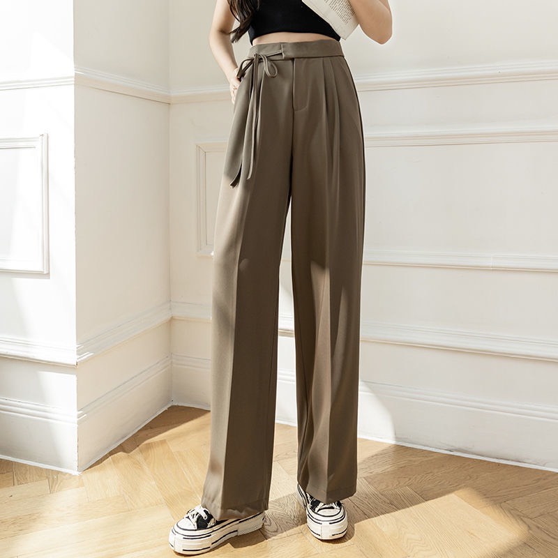 Women's High Waist Wide Leg Pants with Bow Tie in High Quality Ruby ...