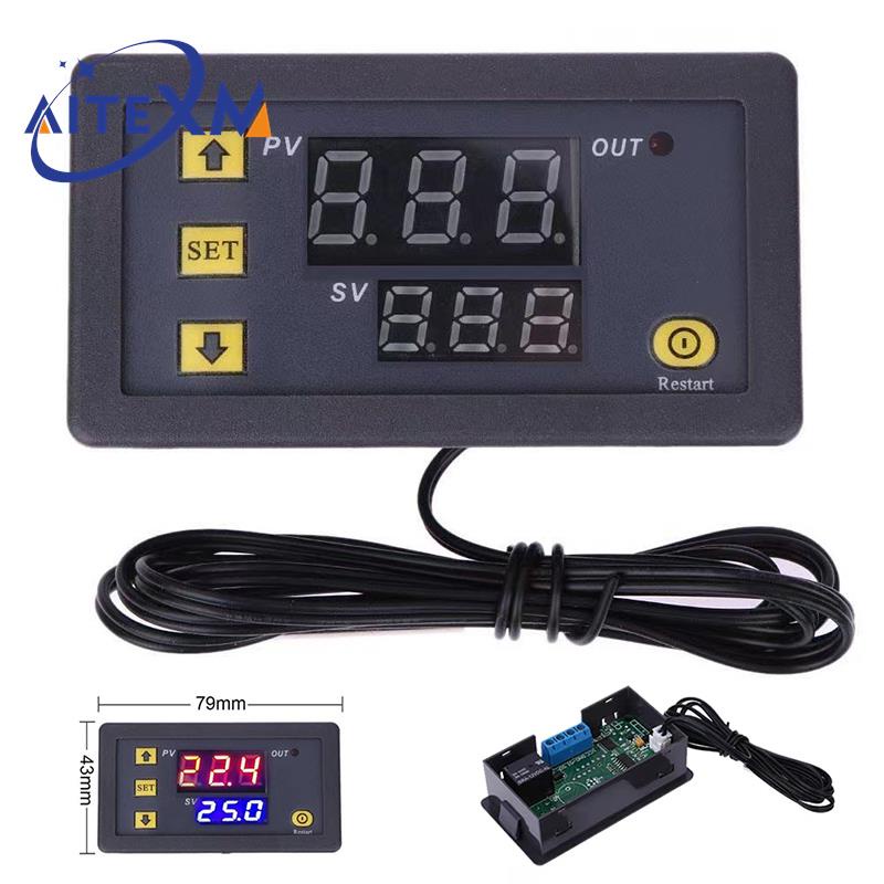 W3230 Probe line 20A Digital Temperature Control LED Display Thermostat With Heat/Cooling ...