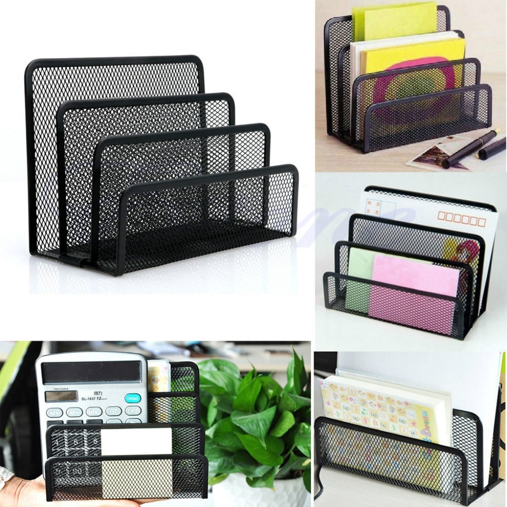 Black Mesh Letter Sorter Mail Document Desk Tray Office File Organiser ...