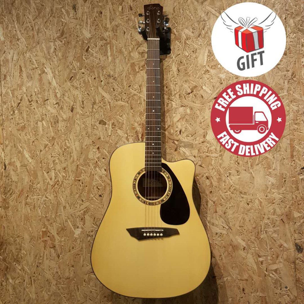 Mito & Diana 41" Inch Natural Acoustic Guitar with Pickguard # Piano ...