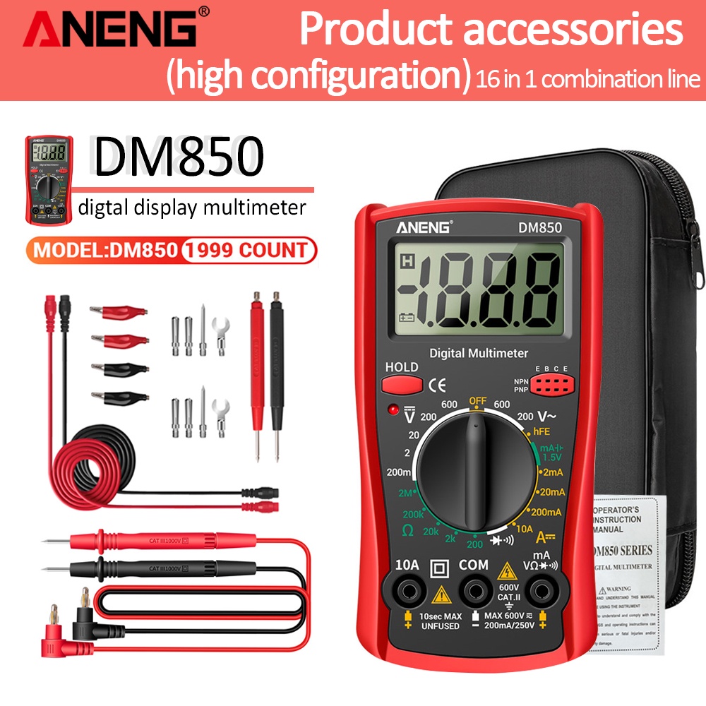 ANENG DM850 Eletrical Digital 1999 Counts Professional Multimeter Auto ...