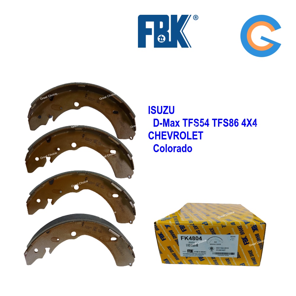 FBK D-Max TFS54 TFS86 4X4, Colorado Rear Brake Shoe ISUZU CHEVROLET ...
