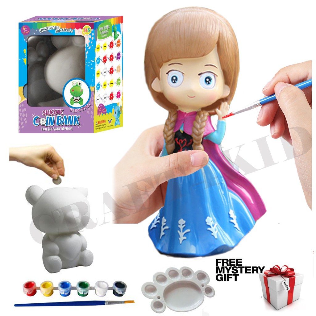 Unbreakable Silicon Coin Bank Painting For Kids DIY (Full Set) | Tabung ...