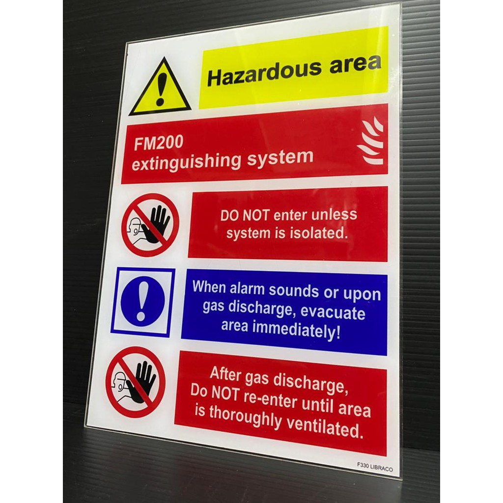 HAZARDOUS AREA MULTIPLE INDICATION A4 ACRYLIC SIGNAGE FOR INDUSTRIAL ...