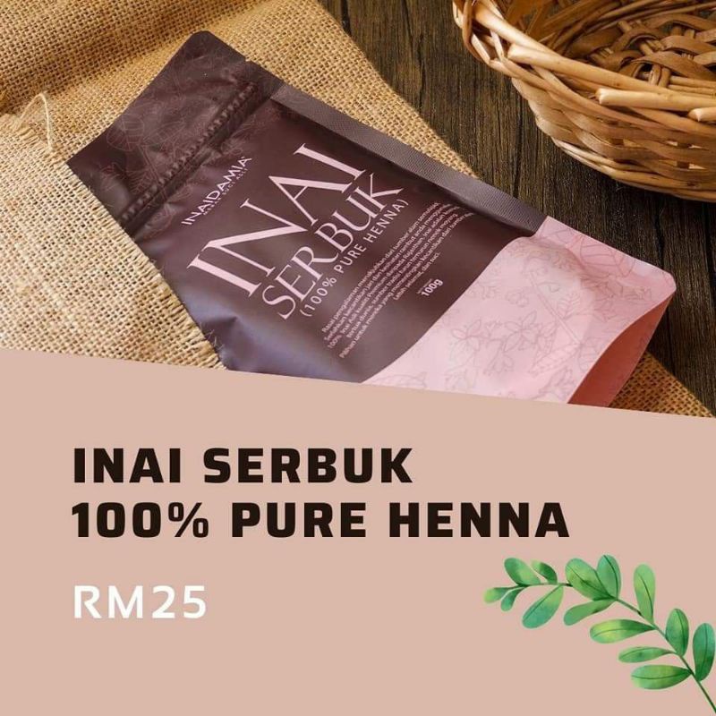 (CODE ID) INAI SERBUK PURE HENNA 100g & INAI RAMBUT PREMIUM 250g BY ...