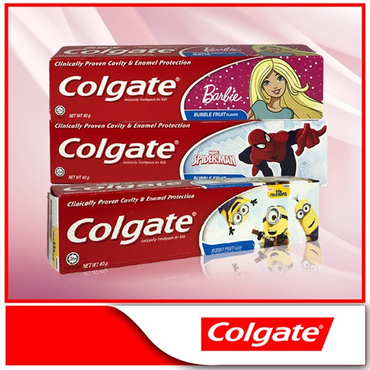 COLGATE® Kids Toothpaste Anticavity Minion/Barbie/Tiger 40g | Shopee ...