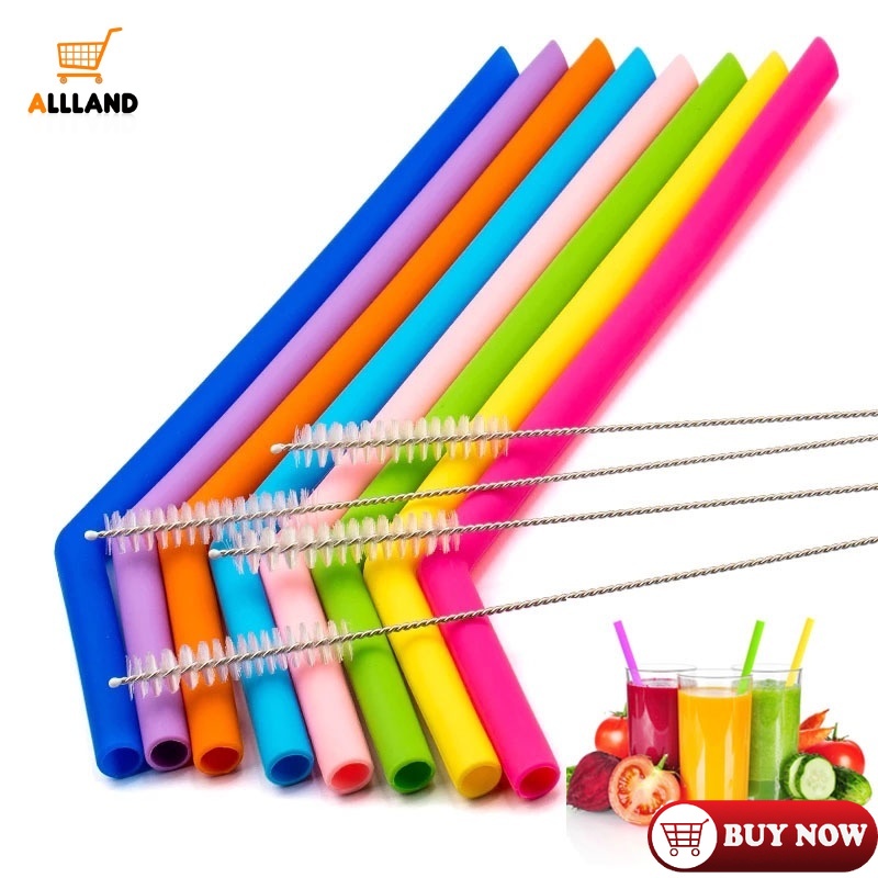Rainbow 6/8 Pcs Rainbow Colored Bent Silicone Straws/ Reusable Food ...