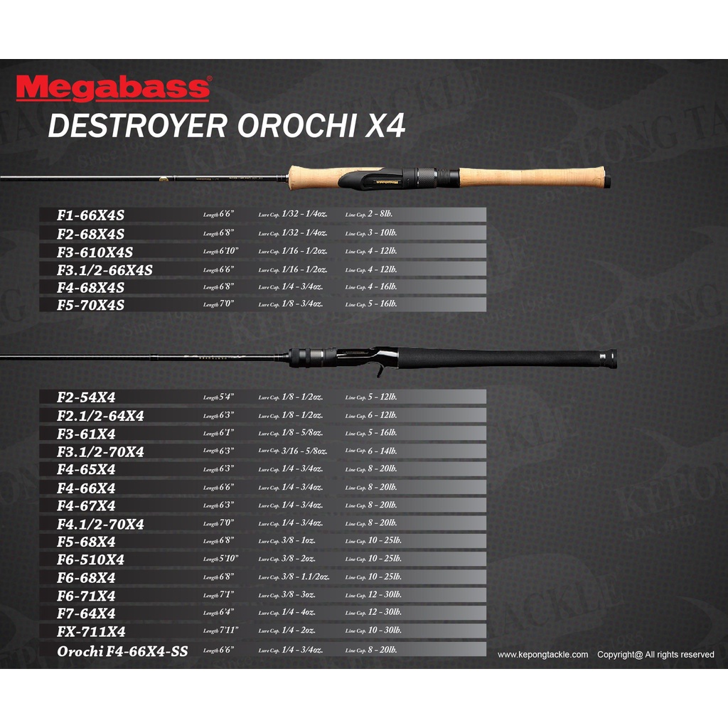 Megabass fishing rod Destroyer Orochi X4 Freshwater Spinning & Casting ...