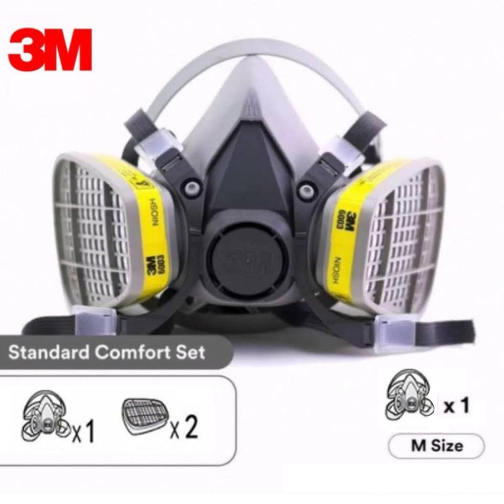 3 M 6200 + 3 M 6003 HALF FACEPIECE REUSABLE RESPIRATOR + CARTRIDGE ...