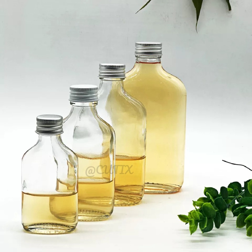 Clear Glass Bottle Hip Flask Aluminum Screw Cap Insert Stopper Cold ...