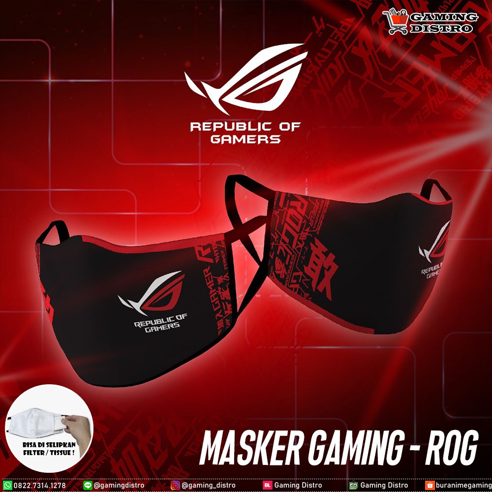 Rog Gaming Masks - Fabric Material With Additional Filter Bags | Shopee ...