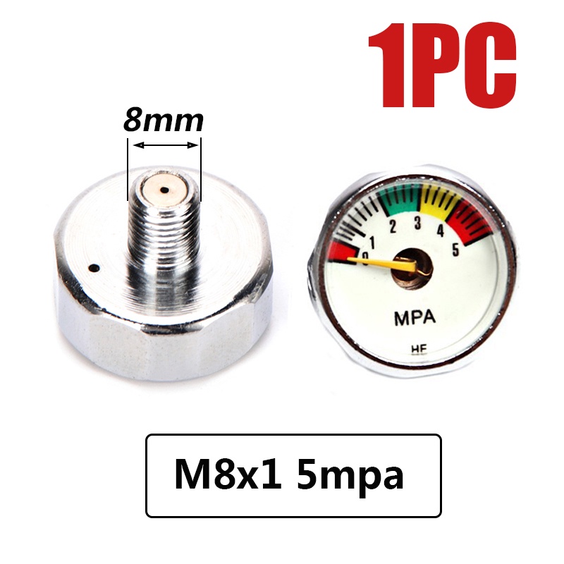 PCP Paintball Pump Valve 25mm M8x1 Thread 1 Inch Mini Pressure Gauge M10x1 Scuba Manometer 5Mpa ...