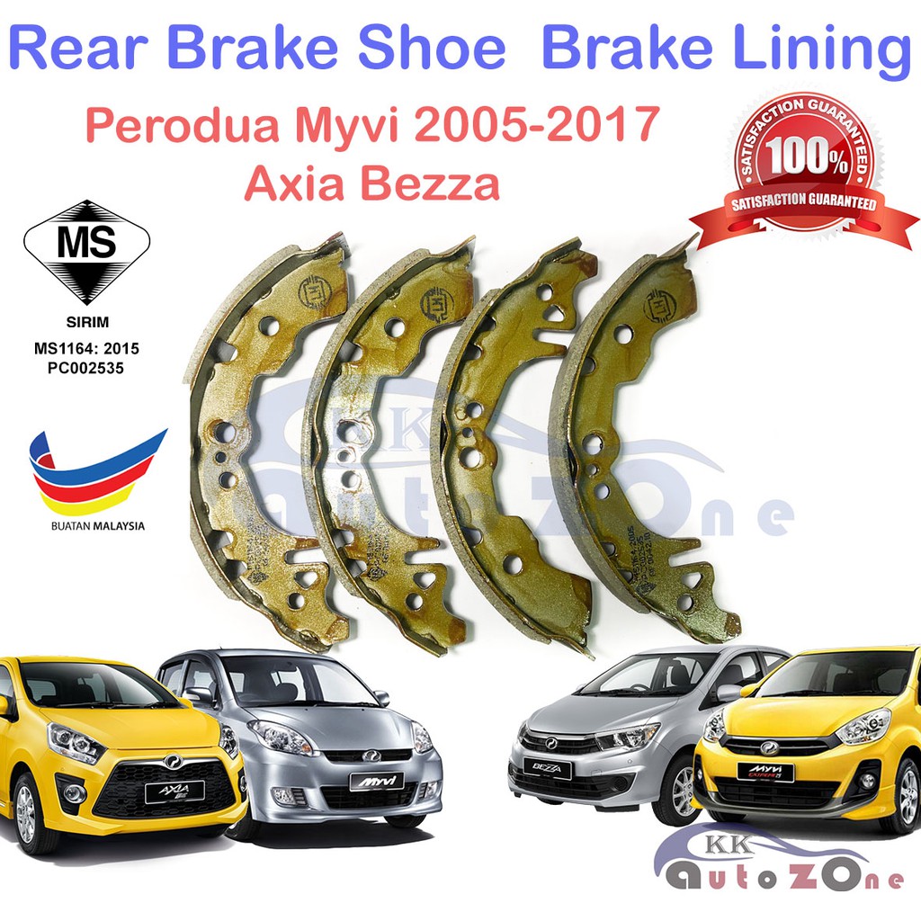 SIRIM certified Perodua Myvi Axia Bezza Rear Brake Shoe Brake Lining ...