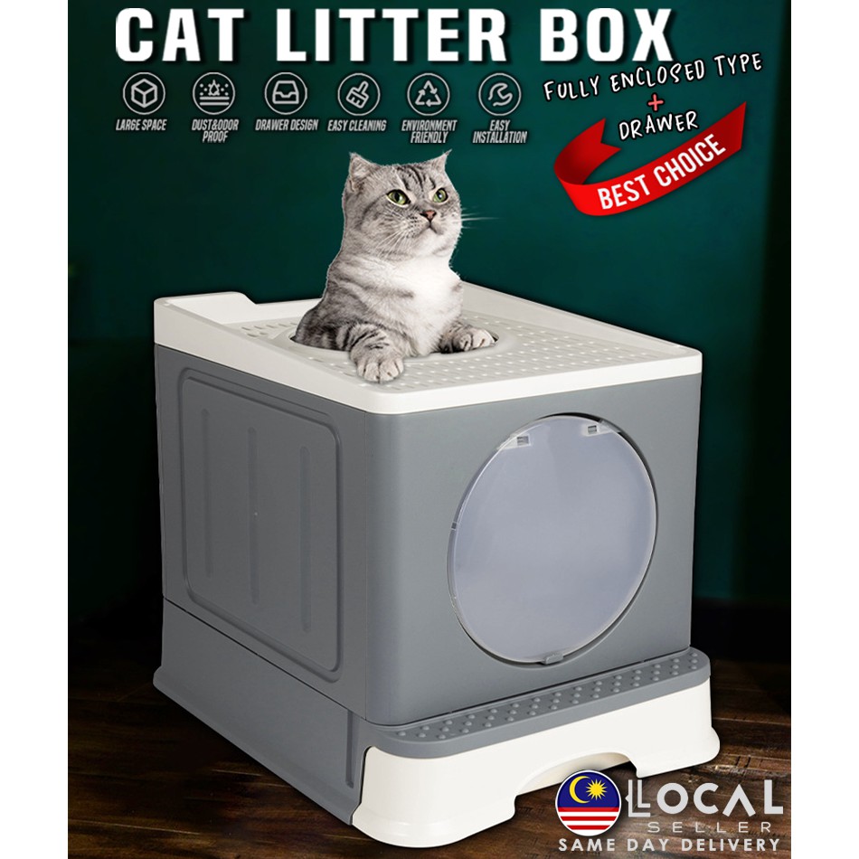 EXTRA LARGE Cat Litter Box Europe Style Fully Enclosed With Drawer ...