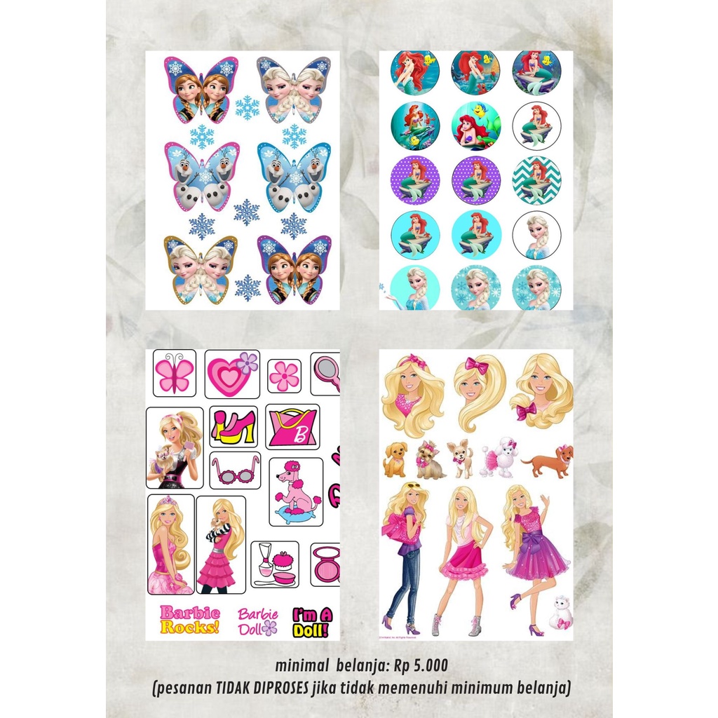 Barbie/disney sticker for phone/laptop/scrapbook journal/room wall ...