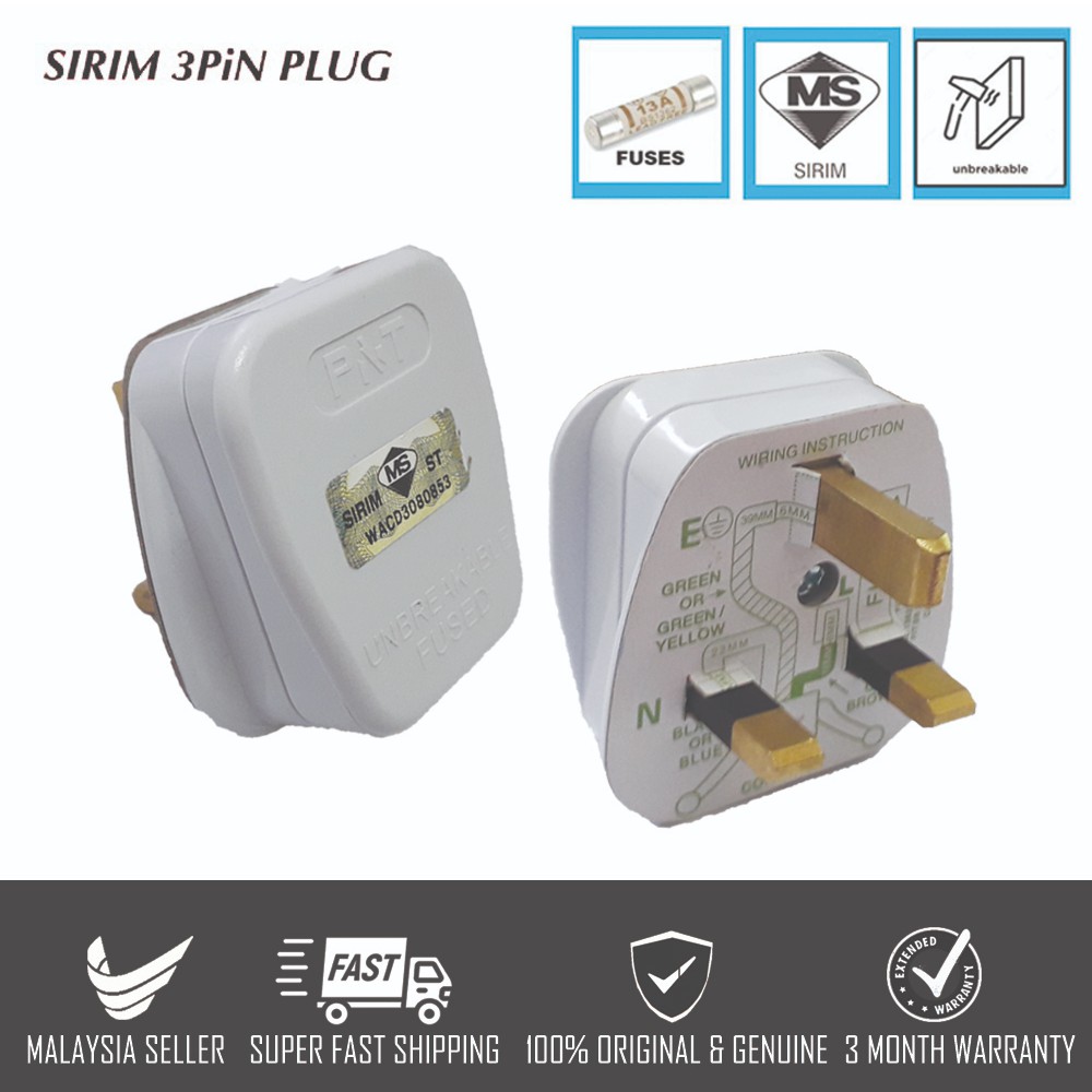PNT 13Amp 3 Pin Plug Top - Sirim Certified/Durable & Unbreakable ...