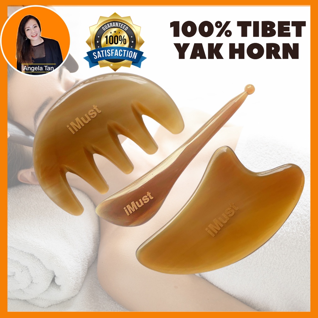 iMust Gua Sha 100% Tanduk Kerbau Urut Guasha Ox Horn Comb Face & Body ...