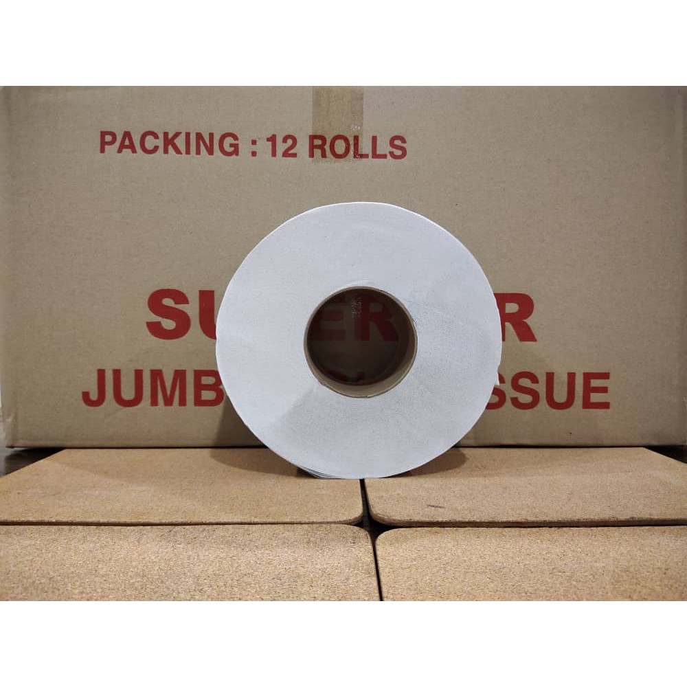 (12 ROLLS) Jumbo Roll Tissue (JRT) Recycled Embossed 2-Ply Toilet ...