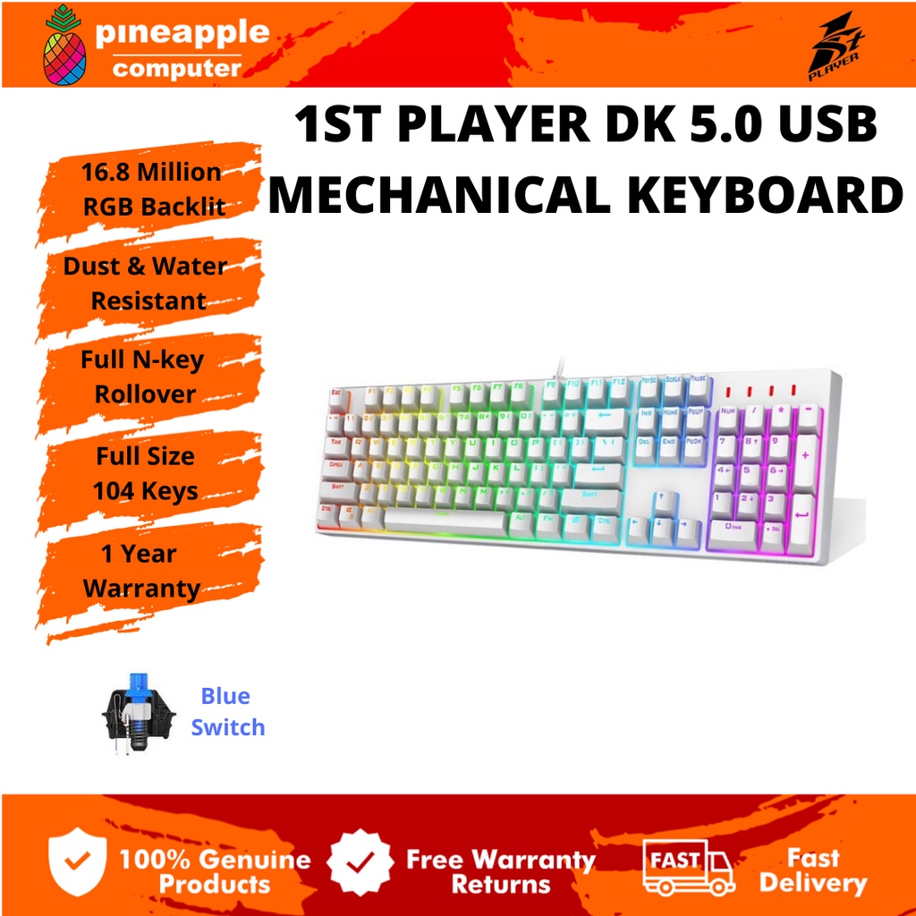 1ST PLAYER DK 5.0 USB Wired RGB Full 104 Keys Gaming Mechanical ...