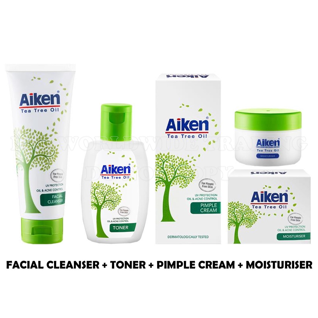 Aiken Tea Tree Oil Facial Skincare (Cleanser/Toner/Moisturizer/Pimple ...