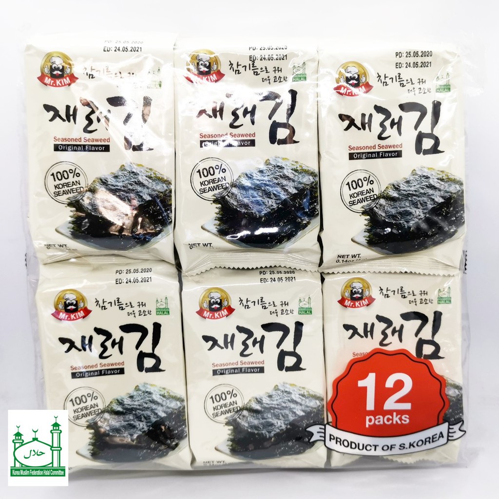 MR. KIM KOREAN SEAWEED - ORIGINAL FLAVOR SEASONED SEAWEED (4G X 12 ...