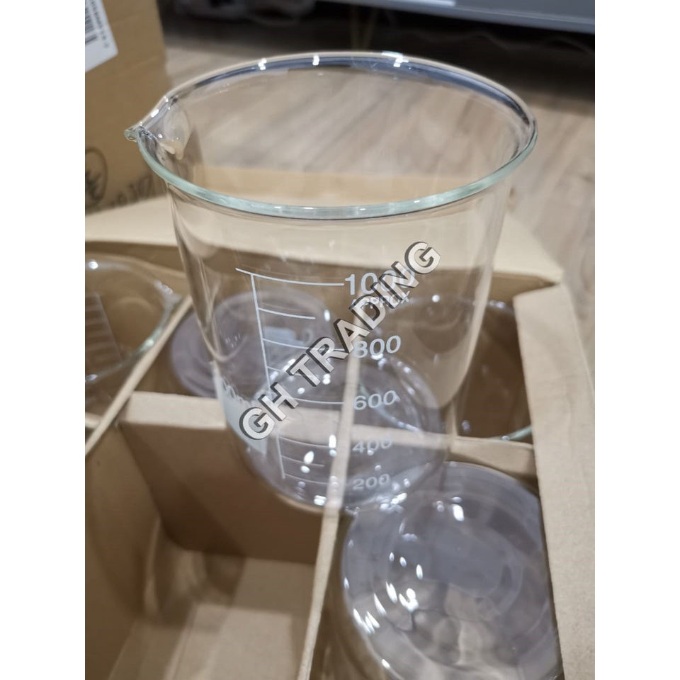 Glass Beaker Borosilicate 1000ml Heat Resistance Chemical Experiment ...