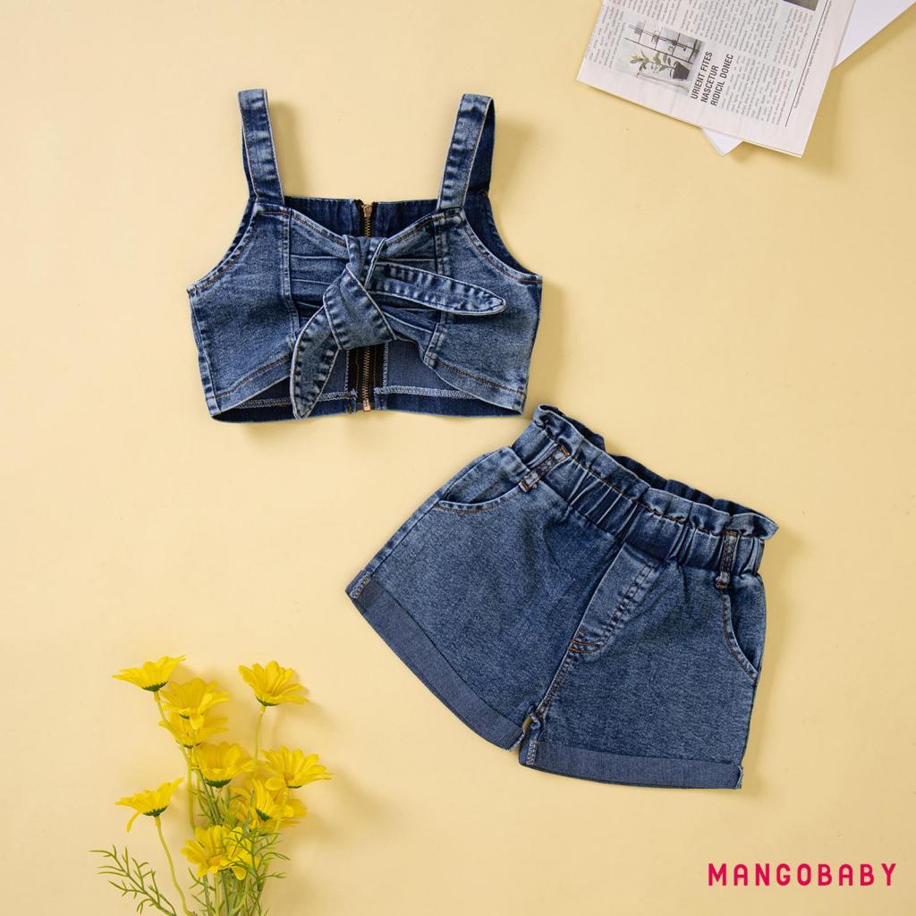 MG-Little Girls 2PCS Pants Set, Sling Plain Tie-Up Zip-Up Crop Camisole ...