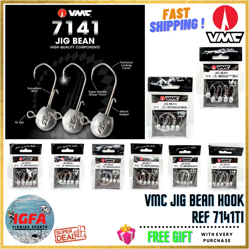 [IGFA] VMC JIG BEAN 7141 TI Hook Vmc Hook Mata SP Lure Jig Head Hook Mata Kail SP Hook 7141TI ...