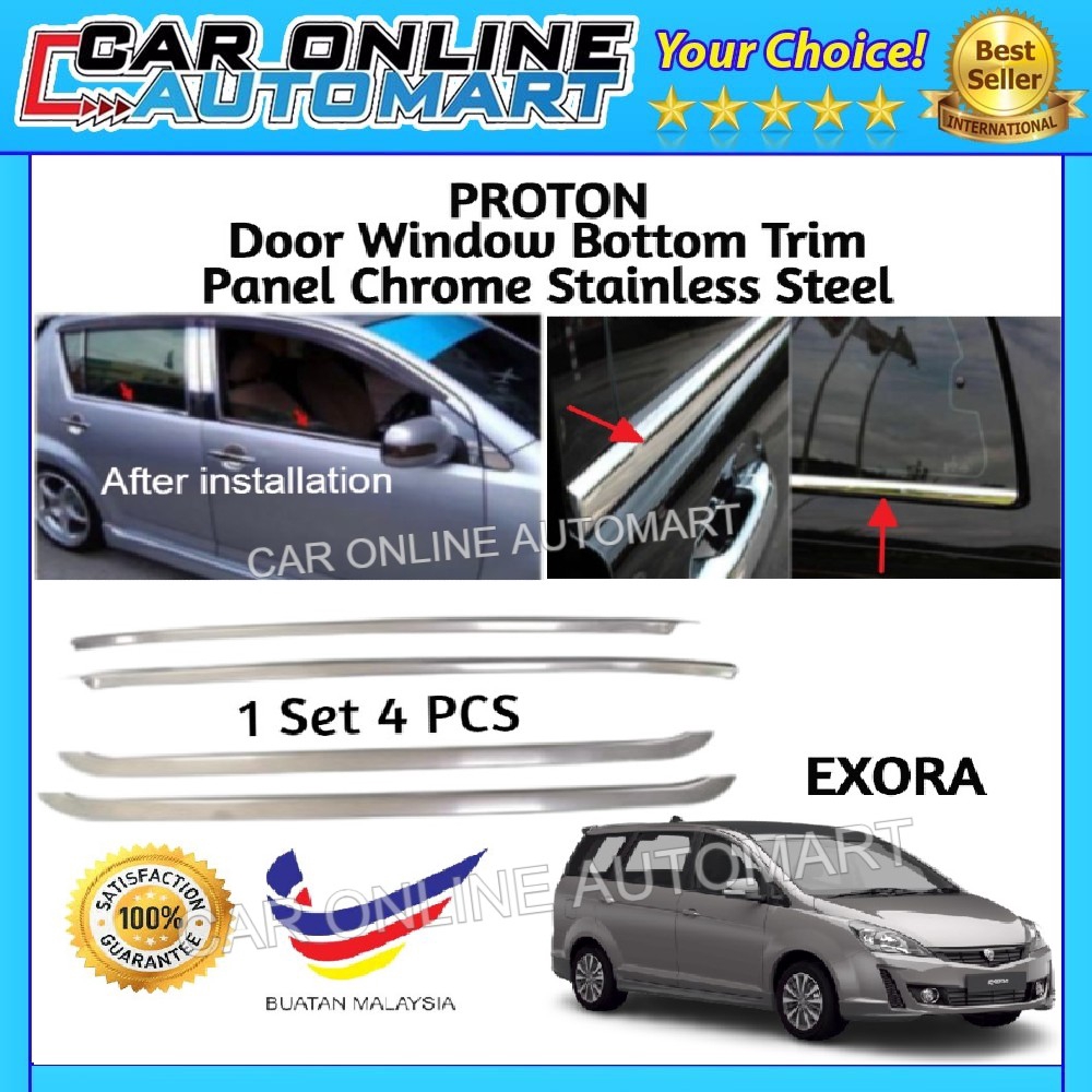 Proton Exora Door Window Trim Panel Chrome Stainless Steel 4PCS ...