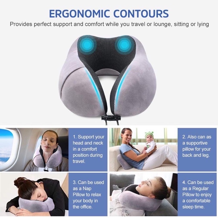 Memory Foam Neck Travel Pillow Bantal Leher Portable U Shaped Travel ...