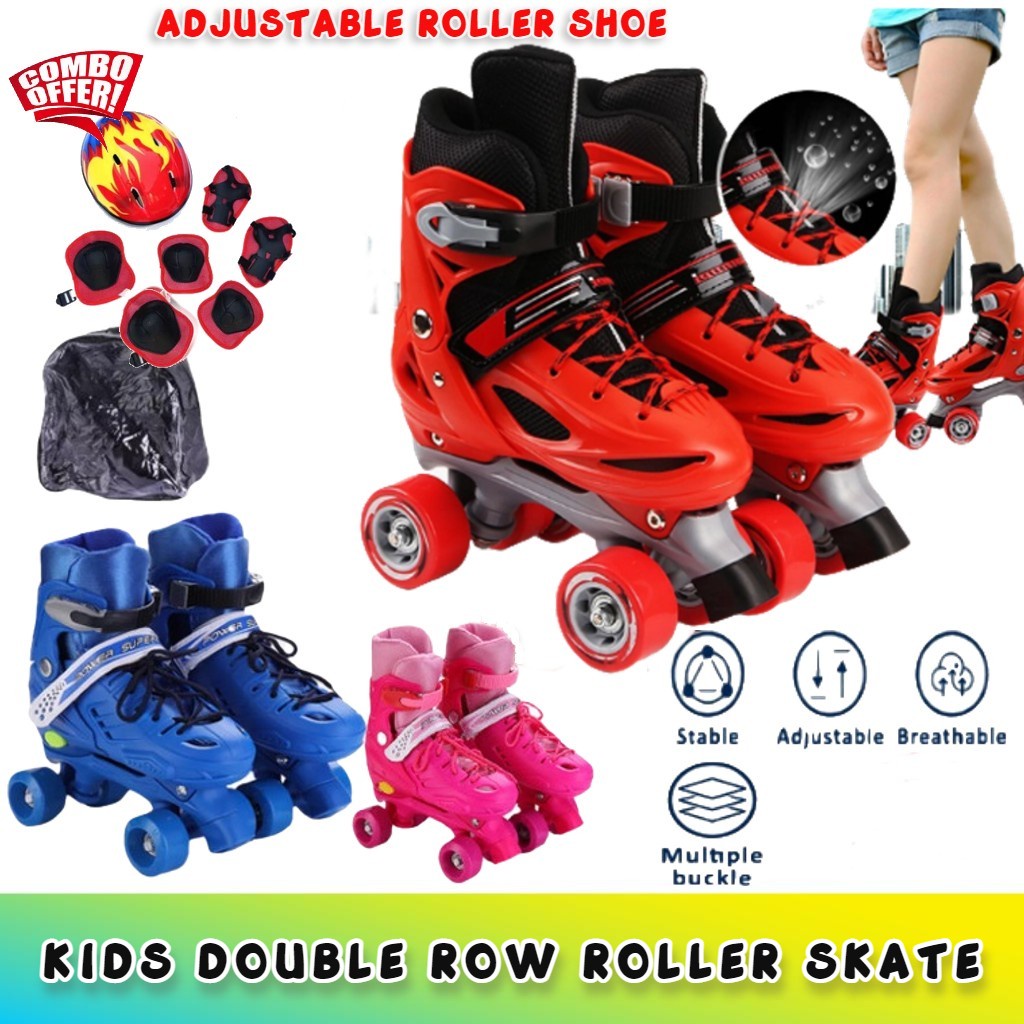 ~Ship From KL~ **Free Bag** Double Row Roller Skate Kids Roller Kasut ...