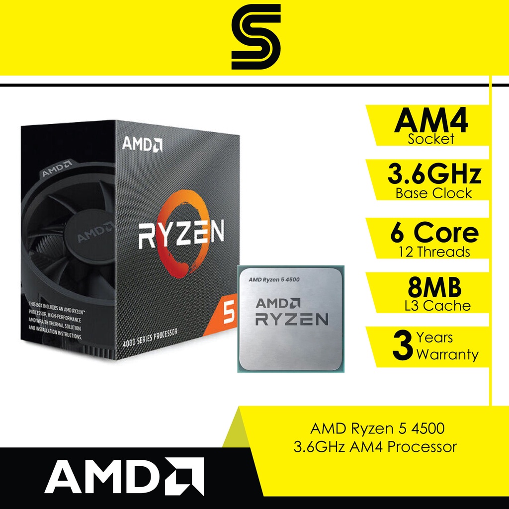 AMD Ryzen 5 4500 3.6GHz AM4 Processor | Shopee Malaysia