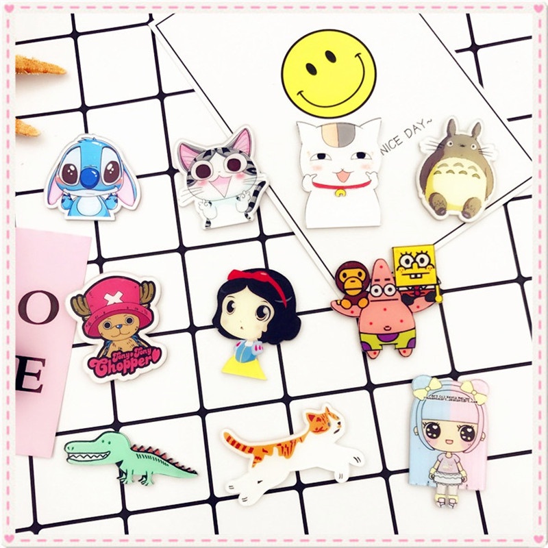 Japanese Cute Cartoon Acrylic Brooches Anime One Piece Chopper Totoro ...