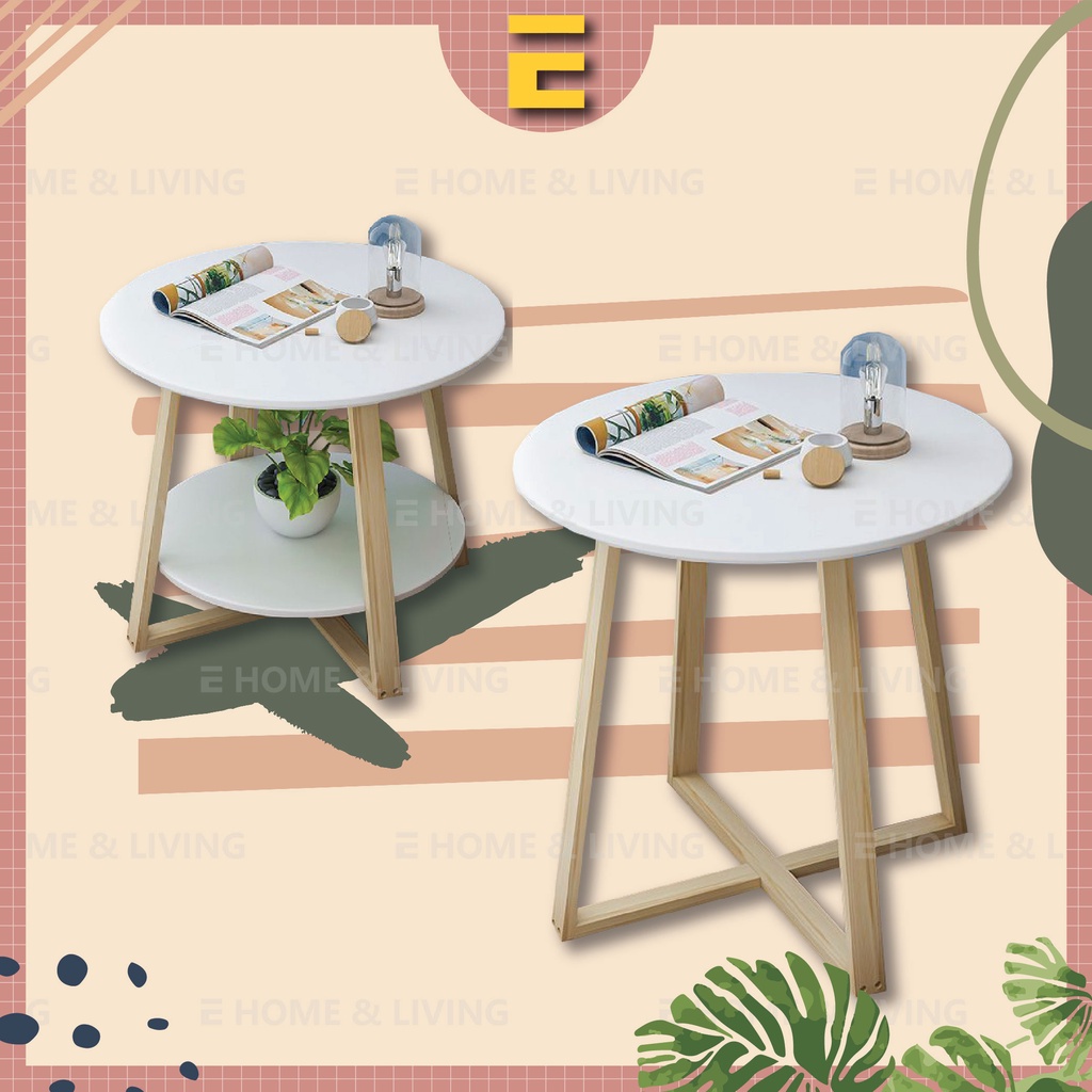 [EC] 1/2 Tiers Cross Leg Solid Wood Coffee Table Side Table | Shopee ...