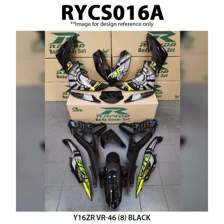 Yamaha Y16 Y16ZR VR46 VR-46 VR 46 (8) Black Cover Set Rapido New ...