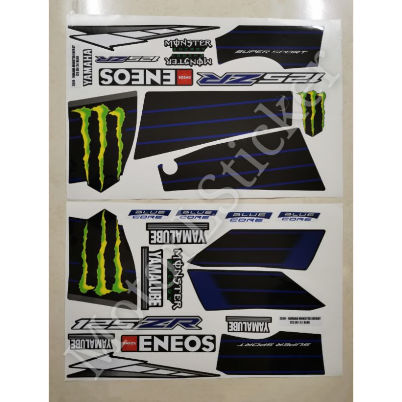 YAMAHA 125 ZR (5)2019 MONSTER ENERGY BODY STICKER | Shopee Malaysia
