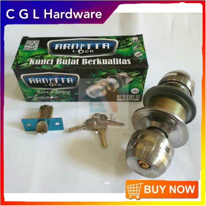 Stainnlees arnetta Bathroom Round Handle Lock | Shopee Malaysia