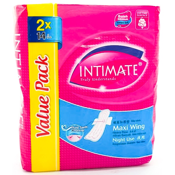 Intimate Night Use Maxi Wing 2 x 14s (28cm) Absorbent Gel/Tanpa Gel Tuala Wanita | Shopee Malaysia