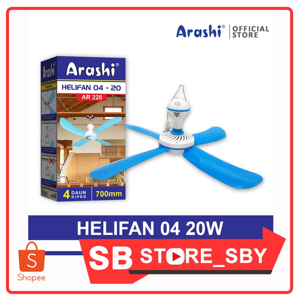Arashi Helifan Ceiling Fan 4 Blades 20 Watt AR-228 | Shopee Malaysia