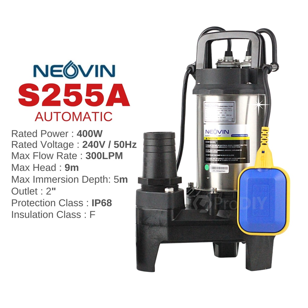 NEOVIN 150W 400W 0.2HP 0.55HP Sewage Submersible Water Pump Automatic ...